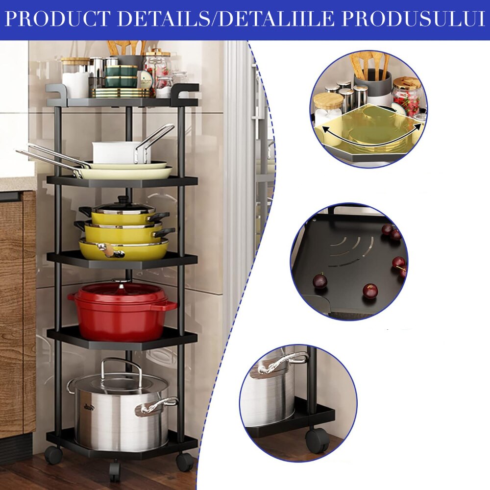 Raft depozitare universal, Quasar & Co.®, cu roti, pentru colt, etajera ...