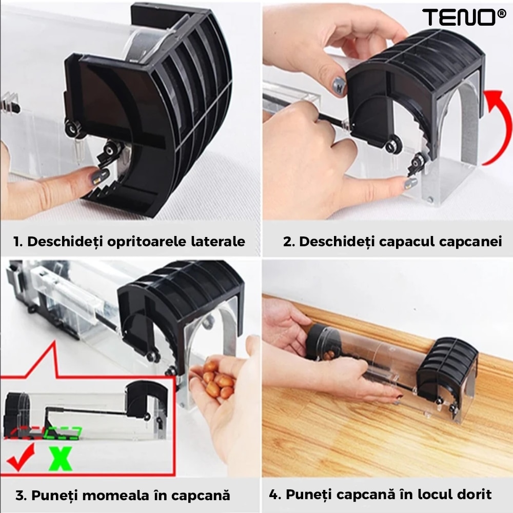 Set 4 Capcane pentru Soareci si Sobolani Teno®, tip tunel, cursa ...