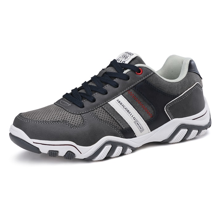 Pantofi barbati, ARRIGO BELLO, Piele ecologica, Casual Tennis, Gri EU ...