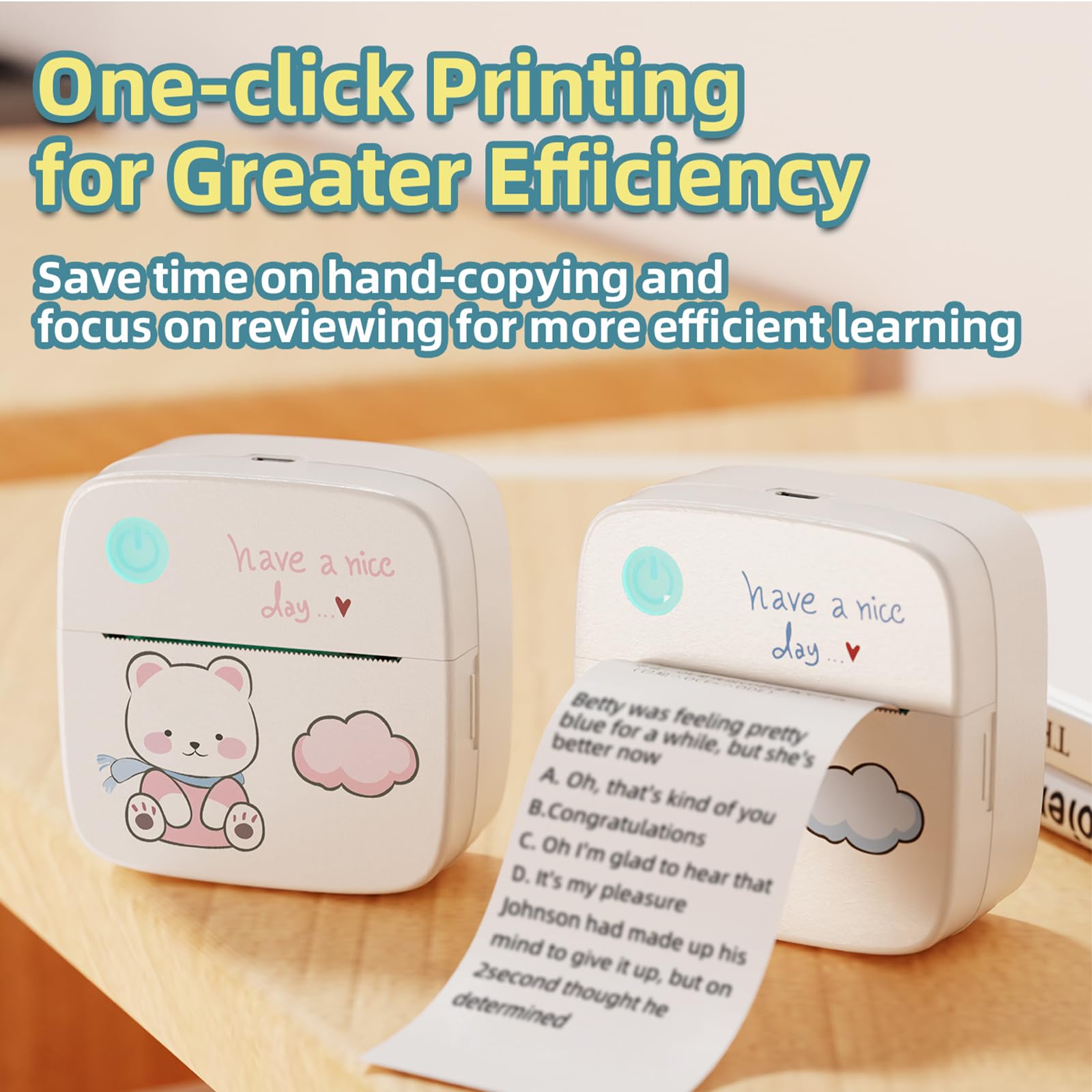 Mini imprimanta termica, SIHOiSi, 3 role, 82×82×40mm, Multicolor - eMAG.ro