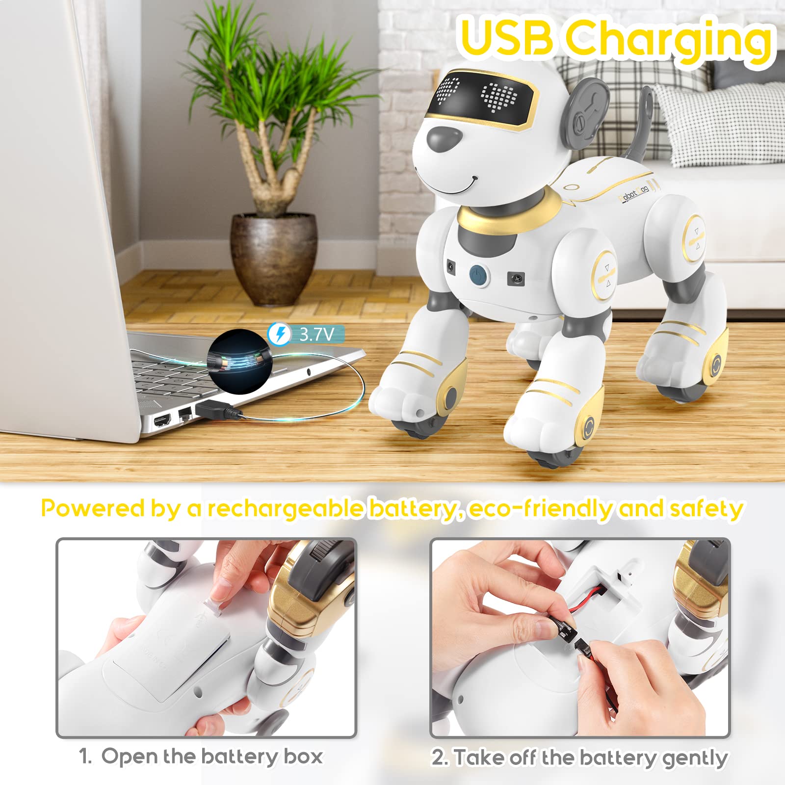 Robot jucarie, WALALLA, cu telecomanda, control vocal, programabil, cu ...