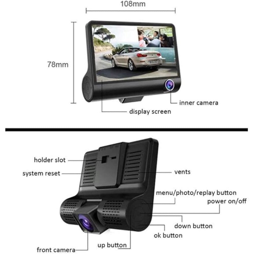 Camera Auto Tripla DVR, Inregistrare Trafic, FULL HD - eMAG.ro