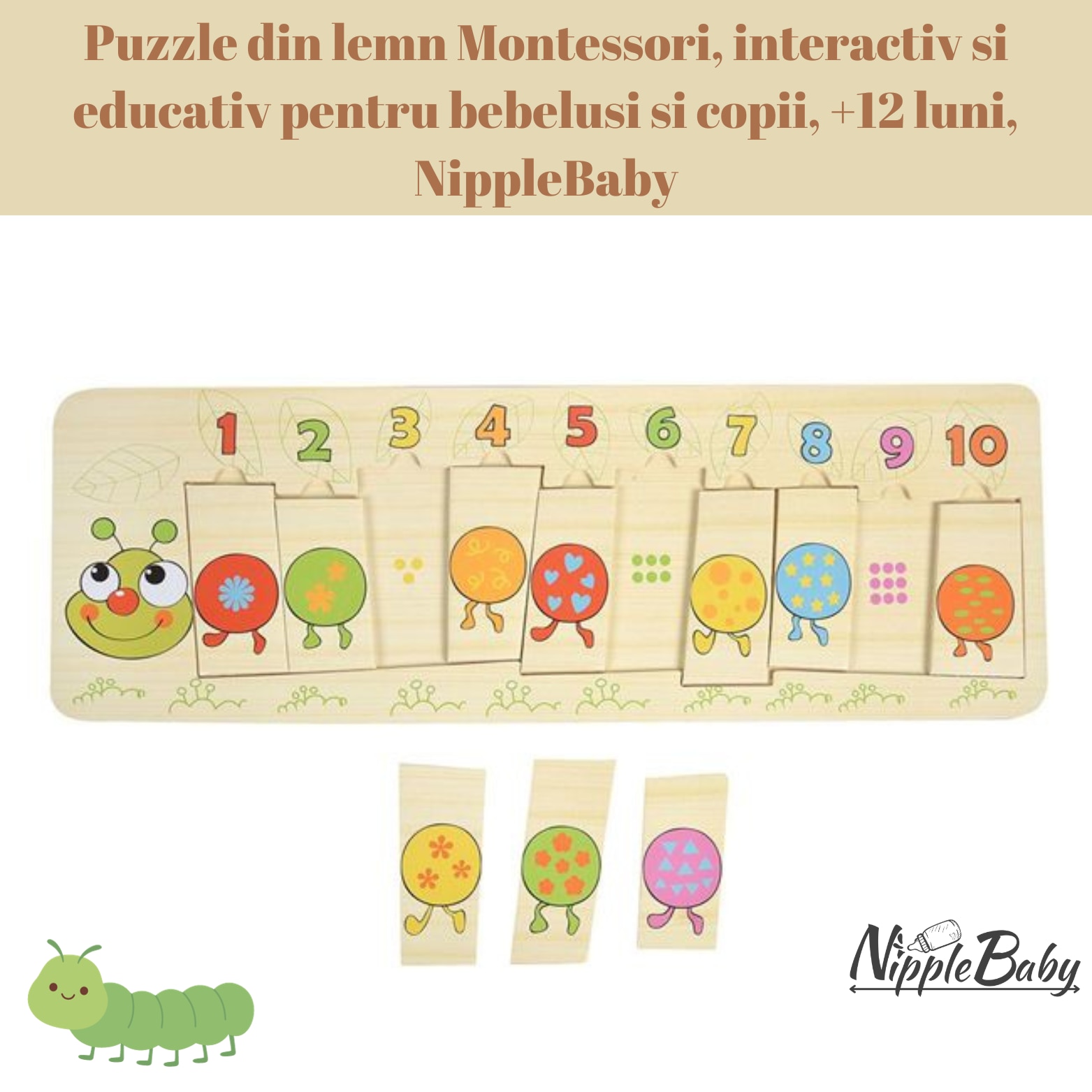 Puzzle din lemn decupat, Montessori, interactiv si educativ pentru ...