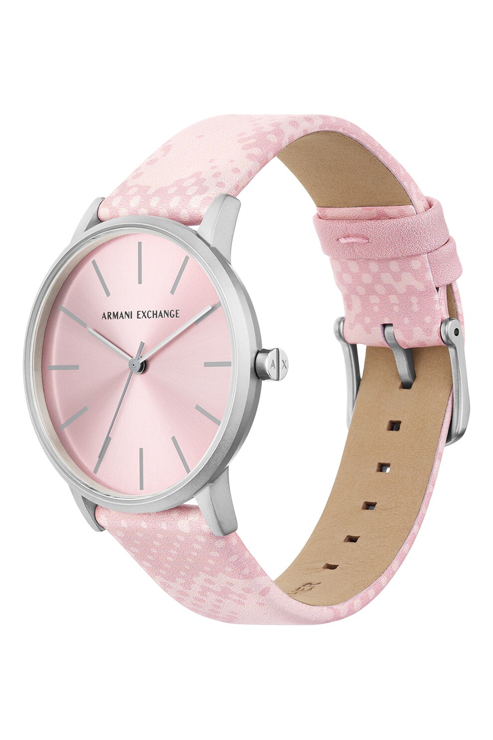 ARMANI EXCHANGE, Кварцов часовник с кожена каишка, Розов - eMAG.bg