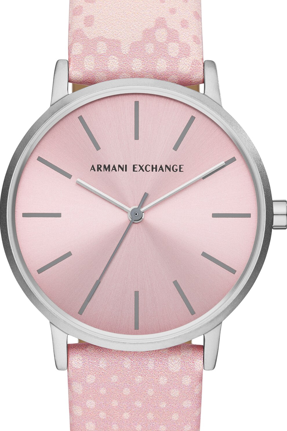 ARMANI EXCHANGE, Кварцов часовник с кожена каишка, Розов - eMAG.bg