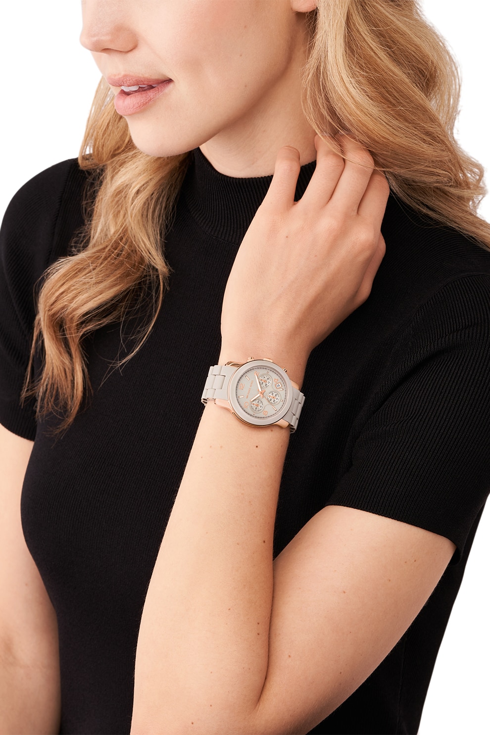 Michael Kors, Часовник със силиконова каишка и хронограф, Бежов - eMAG.bg