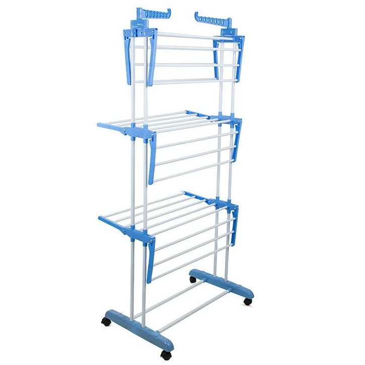 Uscator de rufe cu 3 etaje, Kopenpal, Metal/Plastic, Alb/Albastru ...