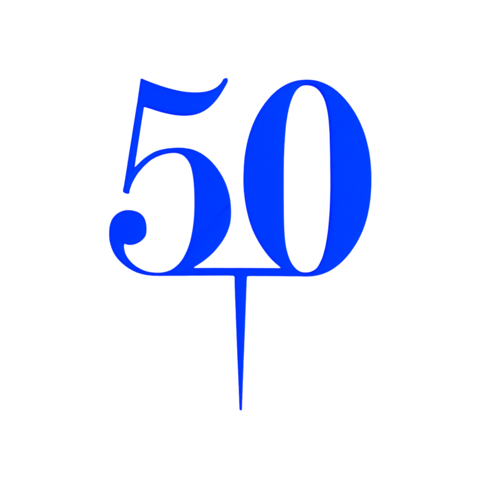 Декорация за торта, "50", златен топер от 50 години, 18 х 14 см синьо ...
