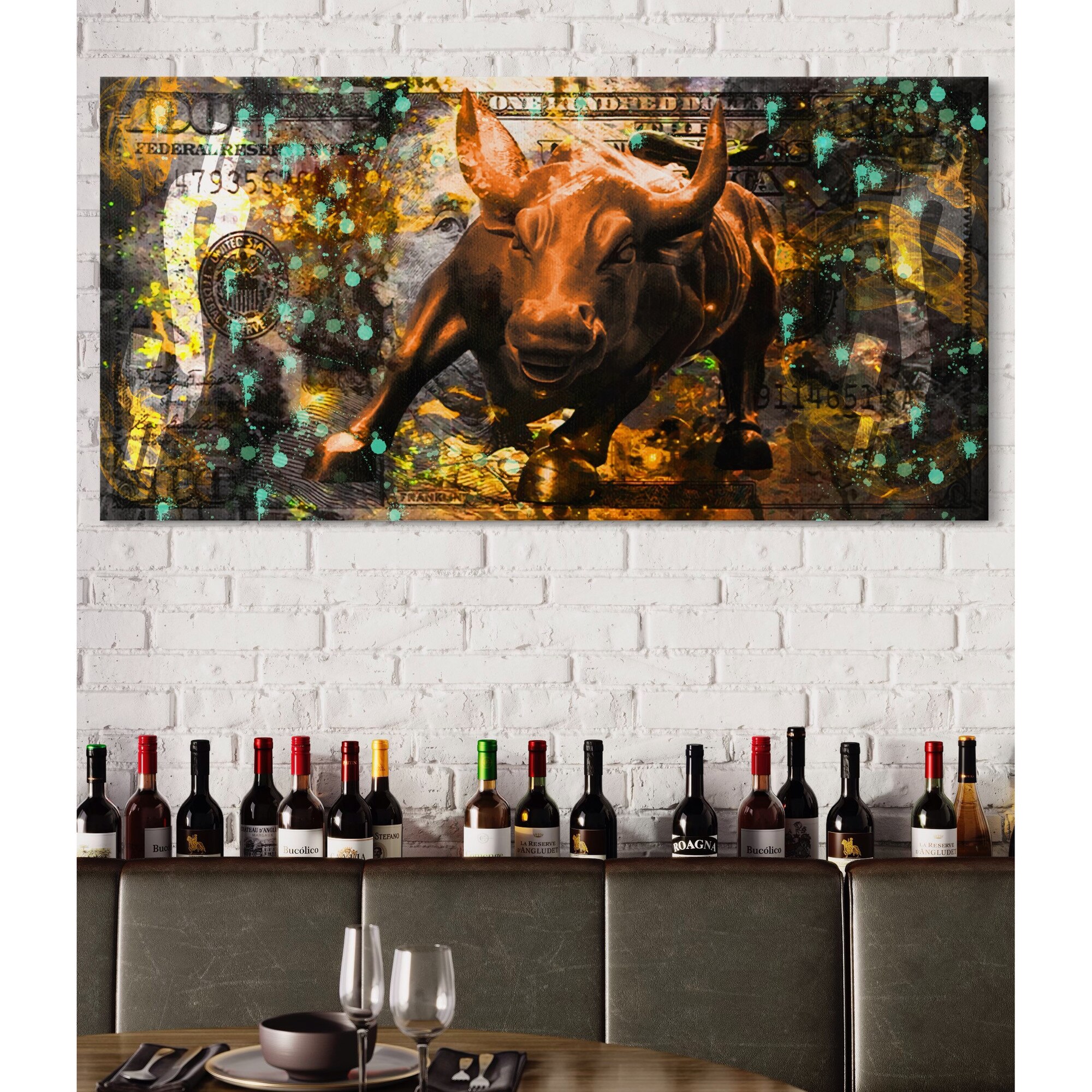Tablou Canvas Premium, LuxCanva® B1096, Dollar Bull, 70 X 140 CM, Panza ...