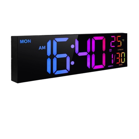 Ceas de perete digital, iluminat LED, Ecran mare de 16.2 inchi cu ...