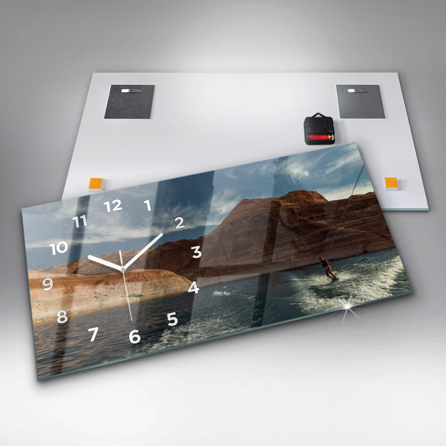 Ceas de perete, Wallfluent, de sticla, Mainile albe, Cifre Arabe, O ...