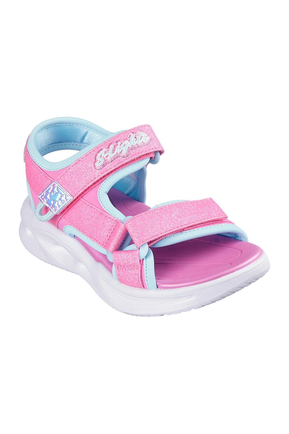 Skechers, Sandale cu inchidere velcro si LED-uri, Roz aprins, 31 EU ...