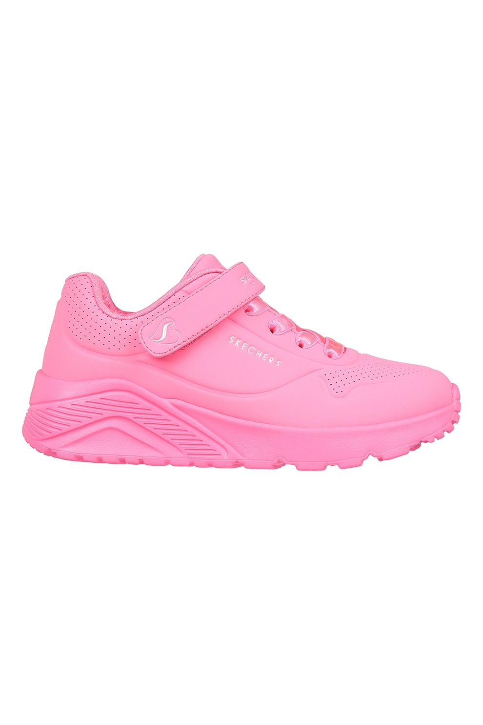 Skechers, Pantofi sport din piele ecologica cu velcro Uno Lite, Roz neon, 35 EU - eMAG.ro