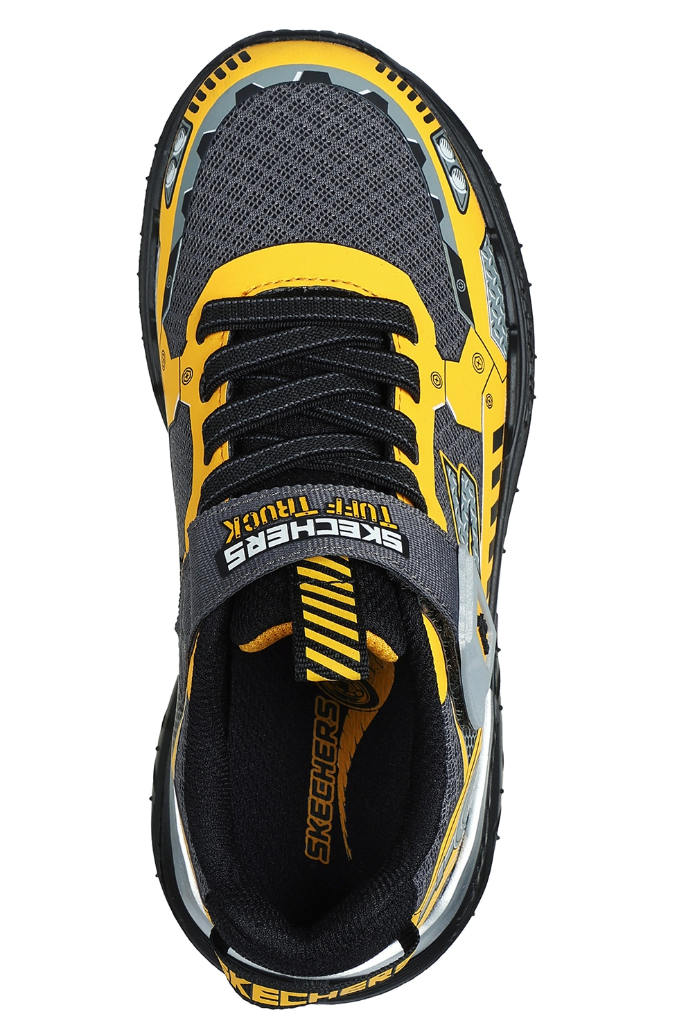 Skechers, Pantofi sport cu velcro Skech Tracks, Galben, Gri carbune, 36 ...