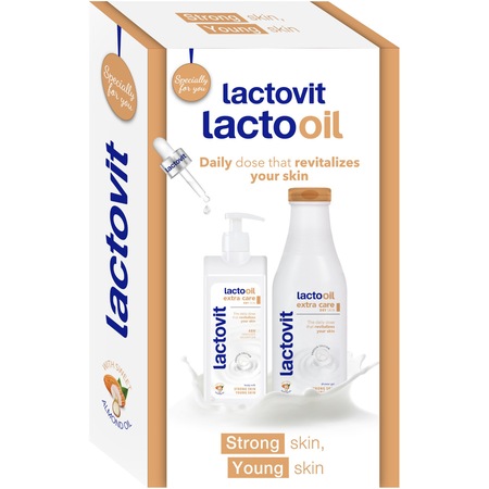 Pachet Lactovit Gel de dus 600 ml si Lapte de corp 400 ml Lacto Oil ...