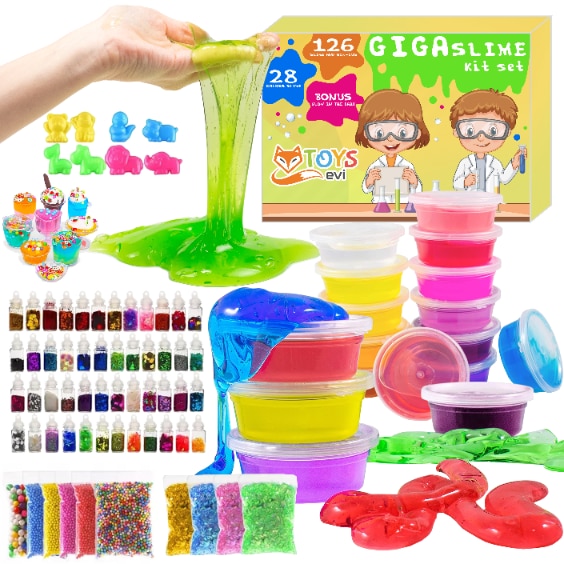 Set creativ laborator Slime XXL pentru a crea lut colorat invatare si joaca - eMAG.ro