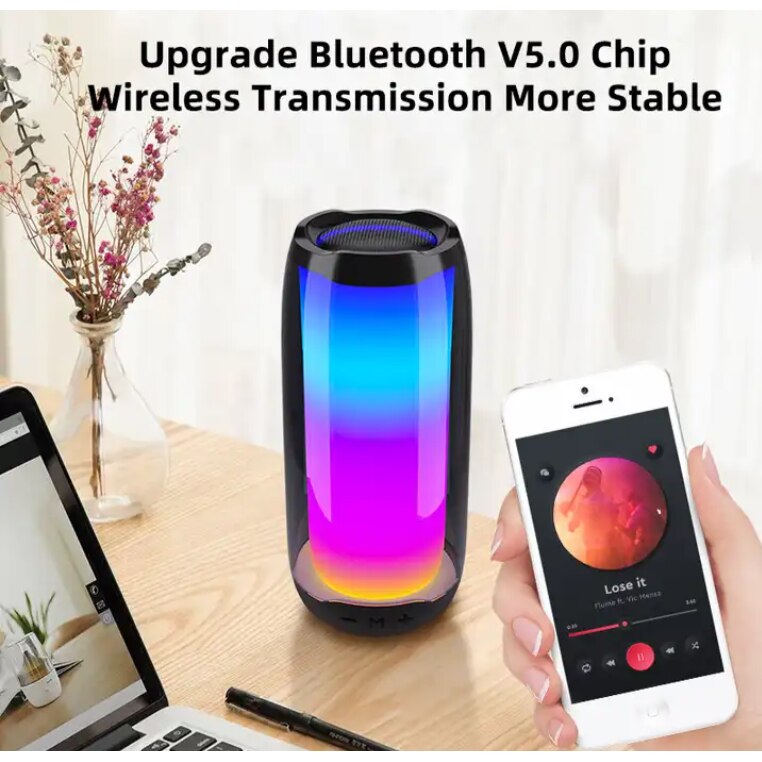 Boxa Portabila Bluetooth ZANOVO ®, Wireless, Radio FM, Cu Lumini RGB ...