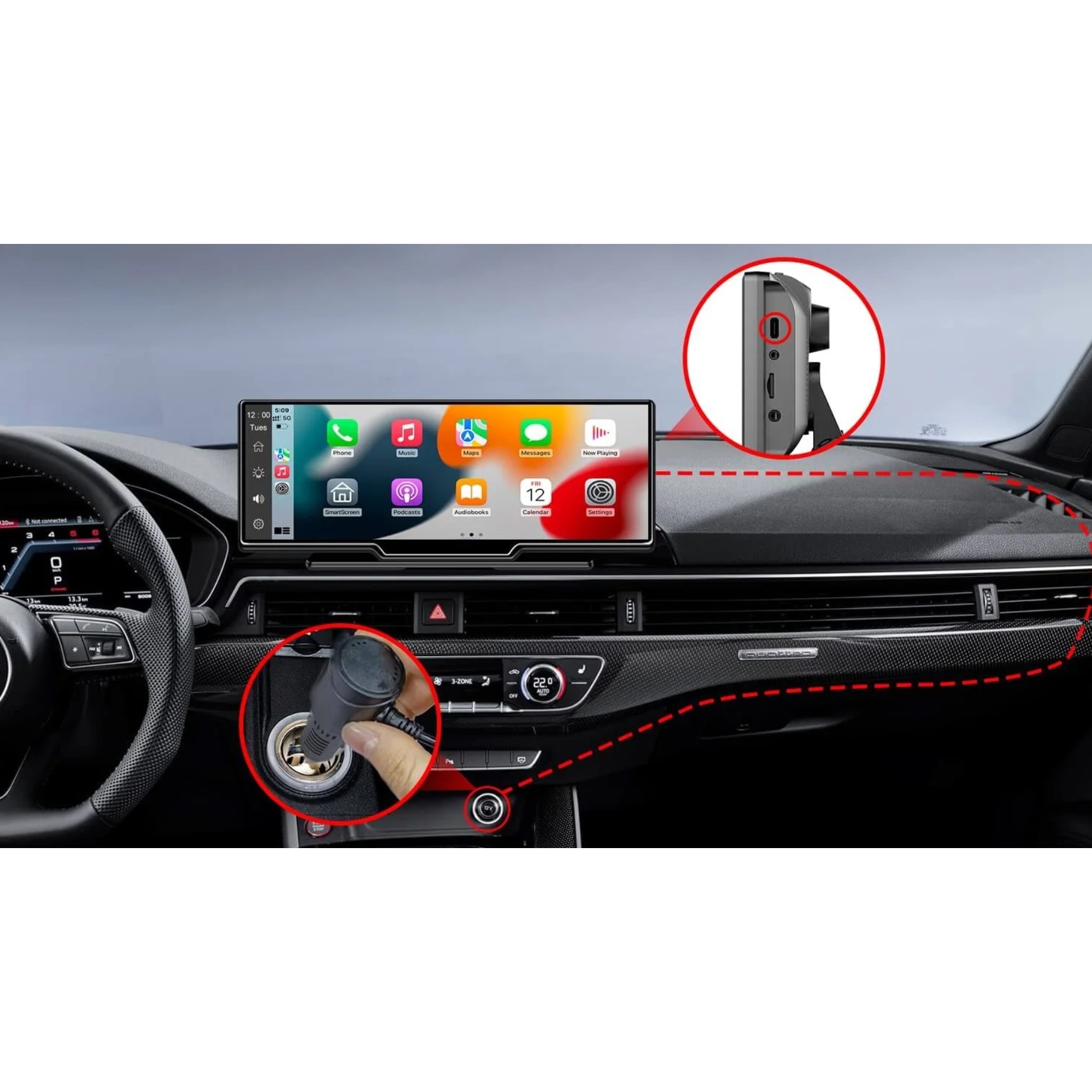 Afisaj portabil pentru masina de exterior Ottocast de 10 inchi, cu ...