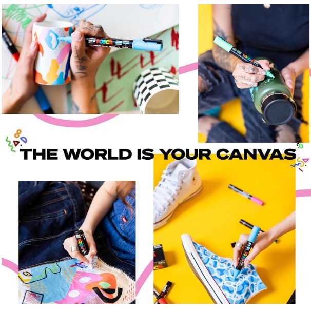 Set 40 Carioci POSCA UNI Mitsubishi 5M, 1.8-2.5mm, varf mediu, vopsea ...