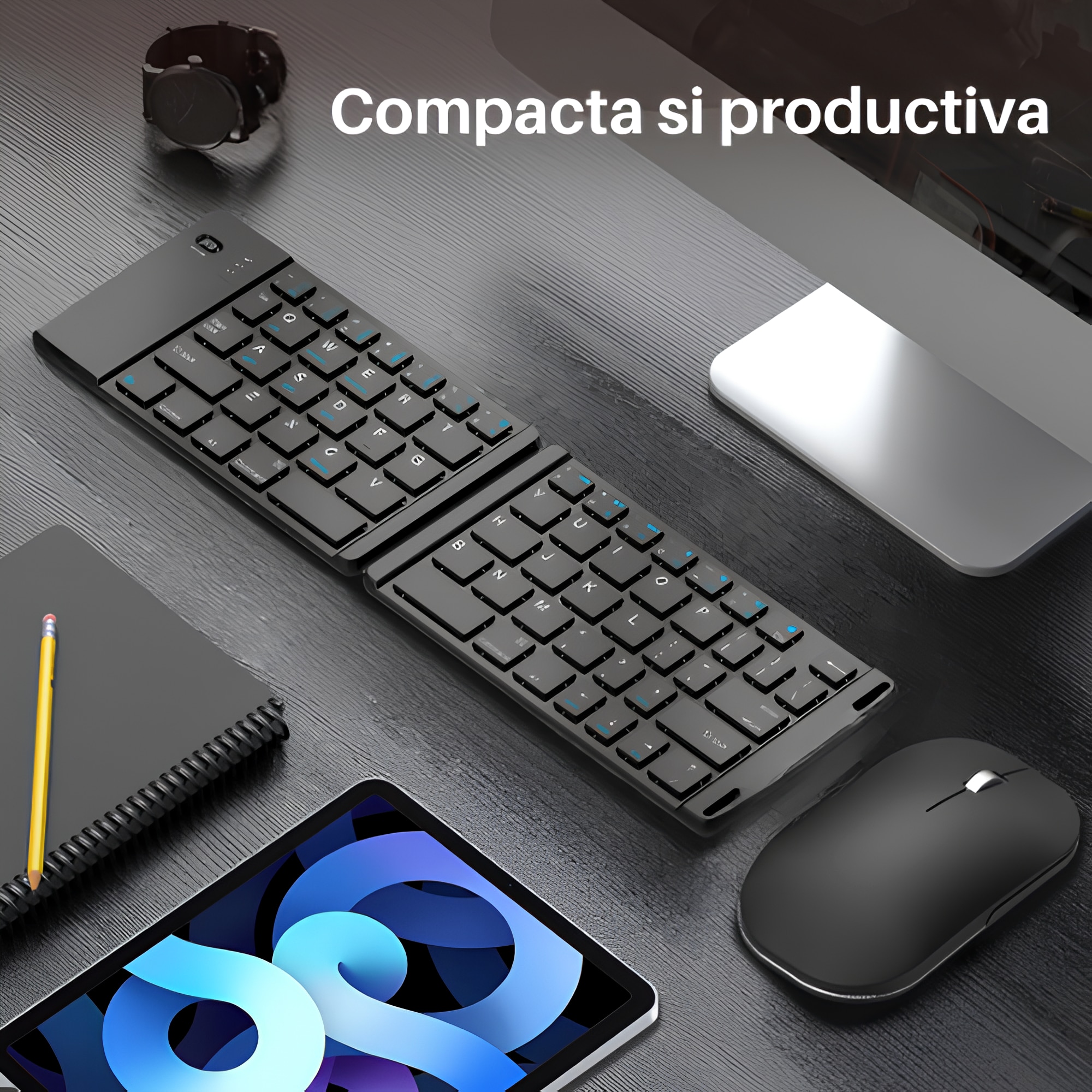 Tastatura Pliabila Slim SpectrumPoint®, conectare Bluetooth, fara fir ...