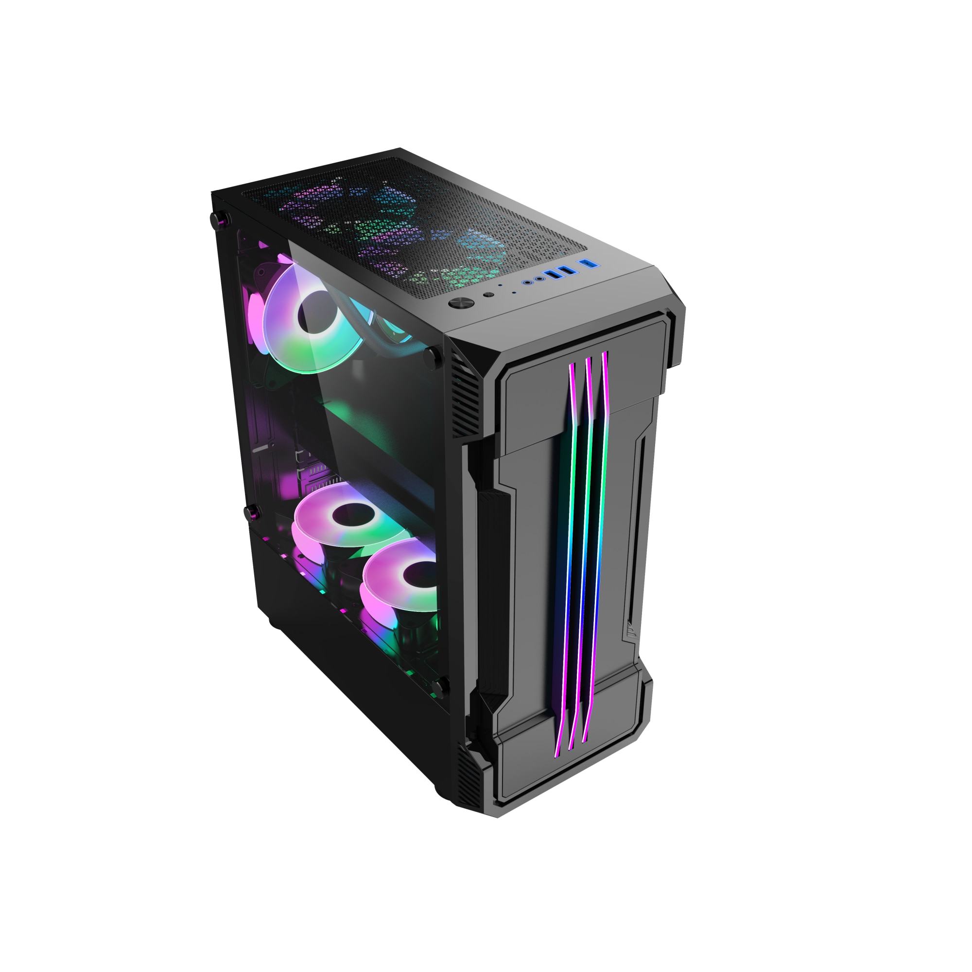 Carcasa Pro Gaming Zerg, Middle Tower, ATX, fara sursa, Controller ARGB ...