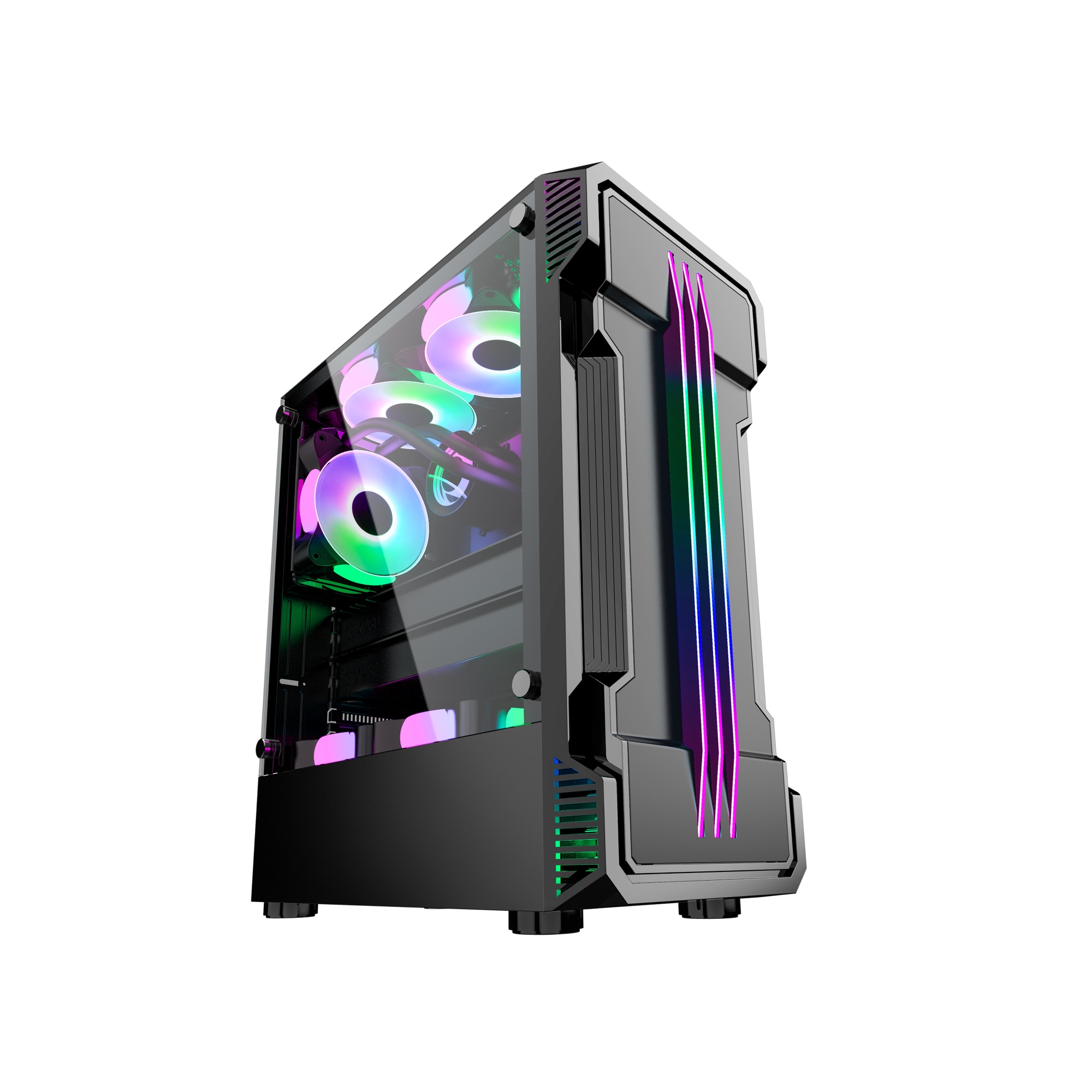 Carcasa Pro Gaming Zerg, Middle Tower, ATX, fara sursa, Controller ARGB ...