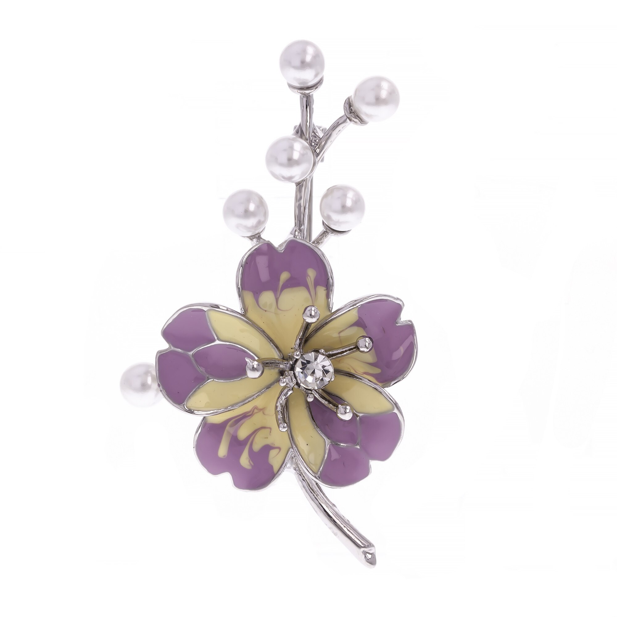 Brosa Martisor Gentuta - Floare Argintie cu Petale Mov - eMAG.ro