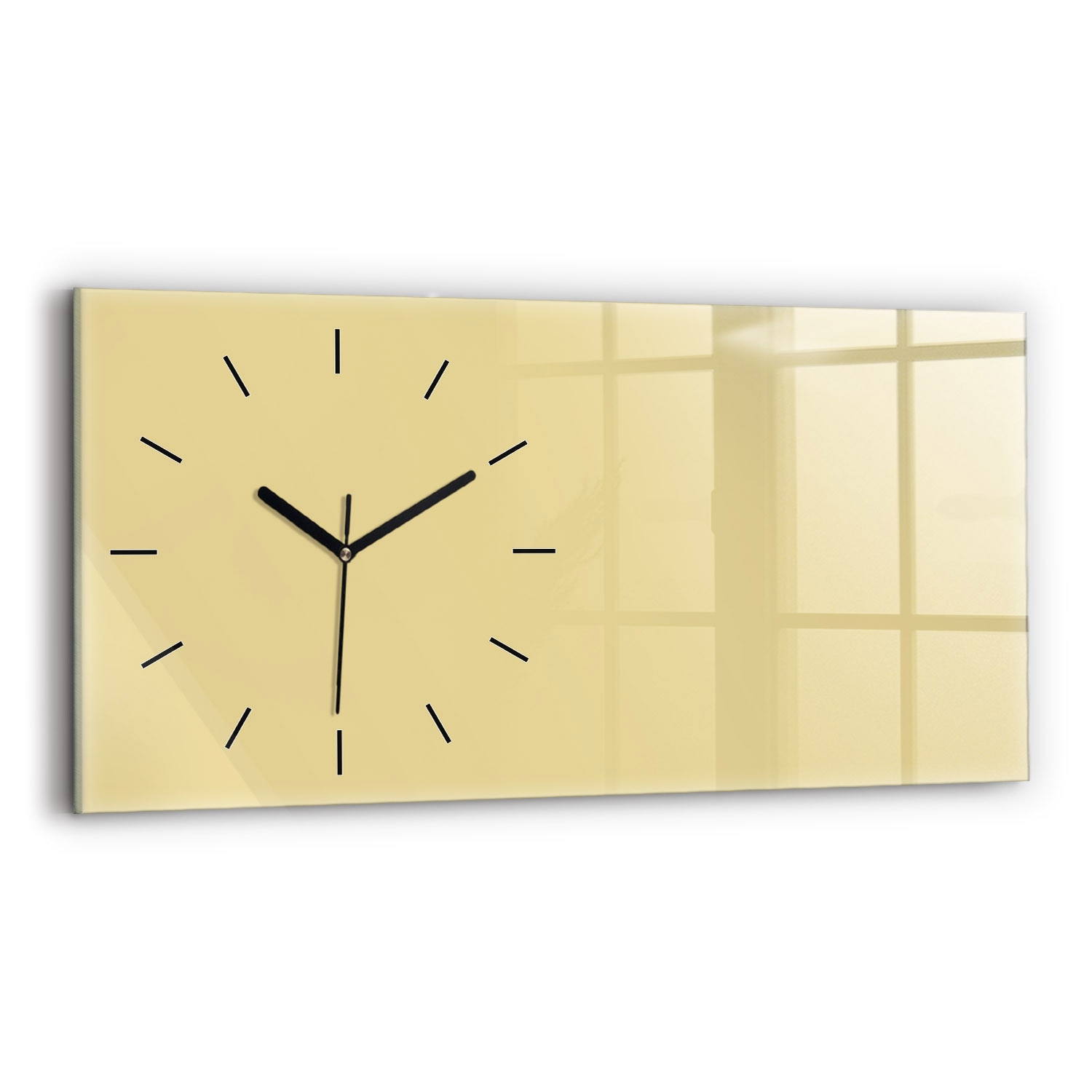 Ceas de perete, Wallfluent, de sticla, Mainile negru, Fara cifre, Crem ...