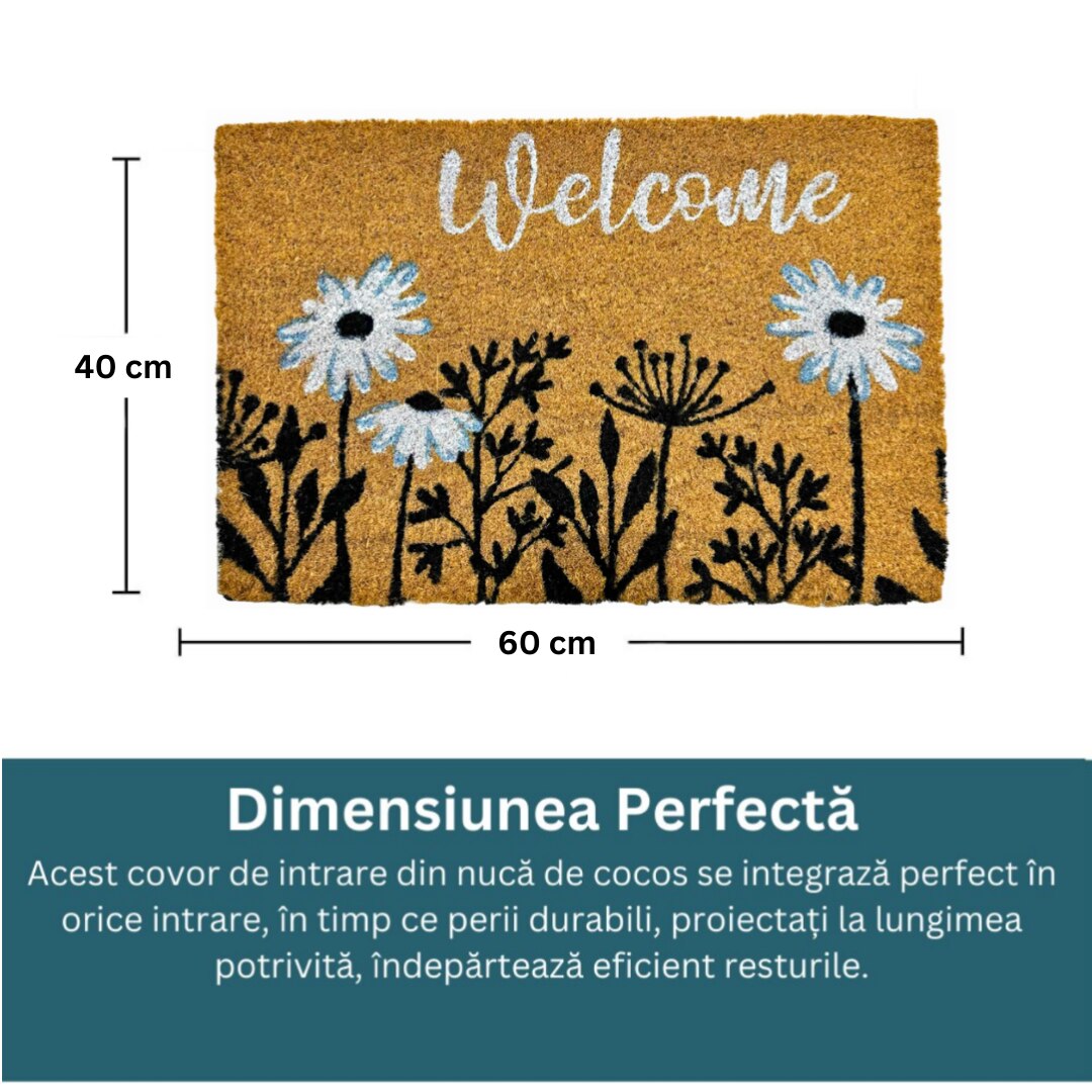 Covoras intrare, fibra cocos si cauciuc, Dm 56, WELCOME - 60x40 cm ...