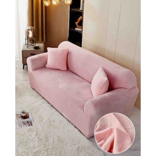 Husa Premium Catifea Pentru Canapea 3 Locuri 180-230 cm, Roz Pudra ...