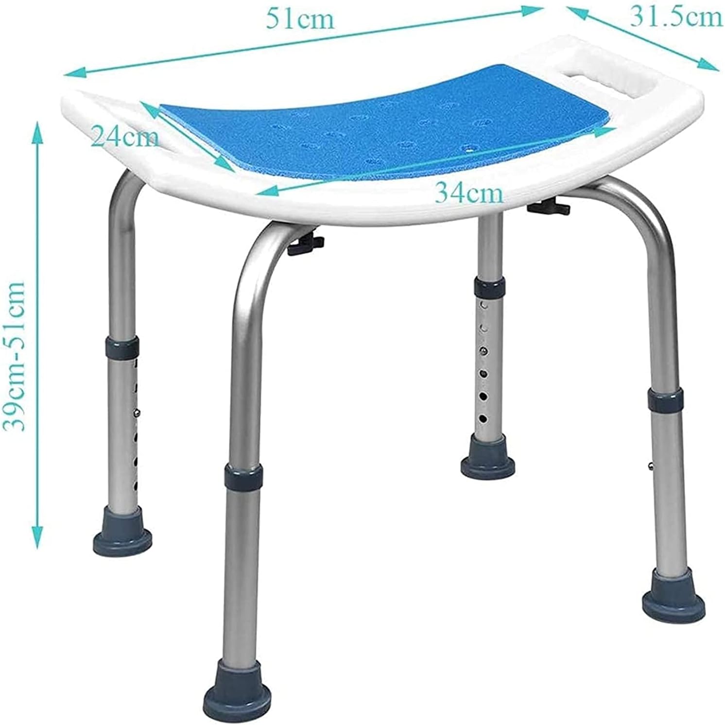 Scaun de baie/dus din aluminiu, IntellHub®, Dreptunghiular, Reglabil pe ...