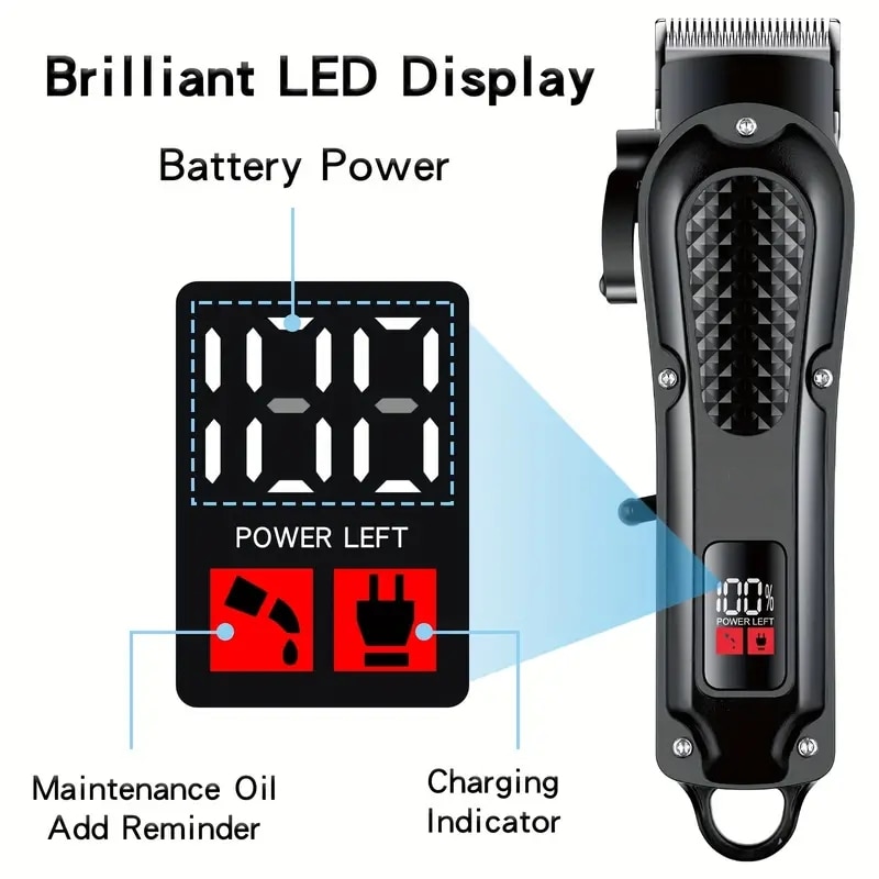 Masina de tuns profesionala cu acumulator, MOSMAOO®, afisaj LED, 4 ...