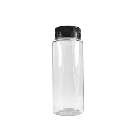 Set flacoane transparente rotunde cu capac negru, 250 buc, capacitate ...