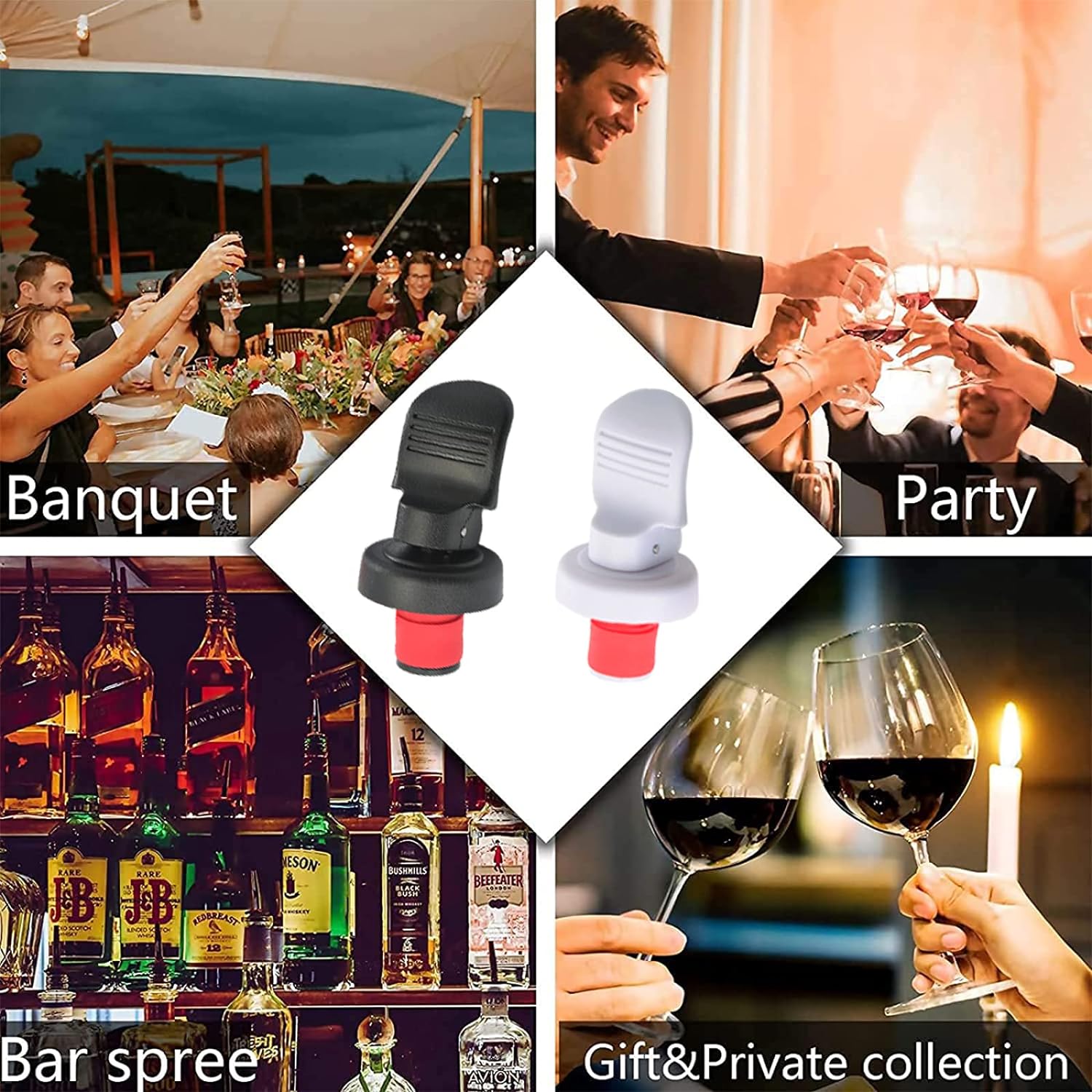 Set 6 dopuri reutilizabile pentru sticle, Llwl, Plastic, 70x32 mm, Alb ...