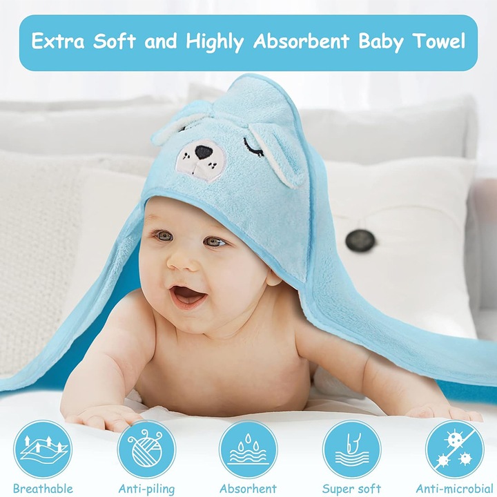 Prosop de Baie cu Gluga pentru Bebelusi, Yefound®, Super Absorbant ...