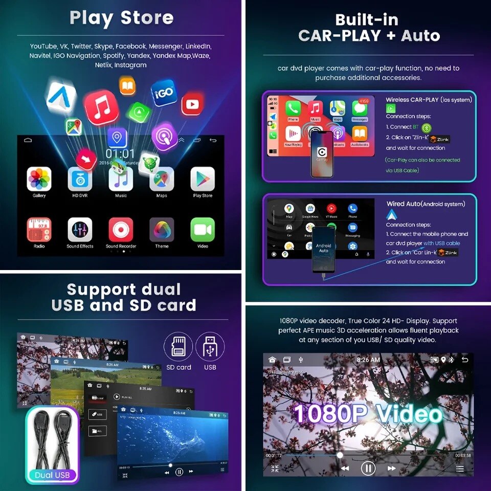 Navigatie Android 2gbRAM carplay, Golf 4, Passat b5, b5.5, gps, wifi ...