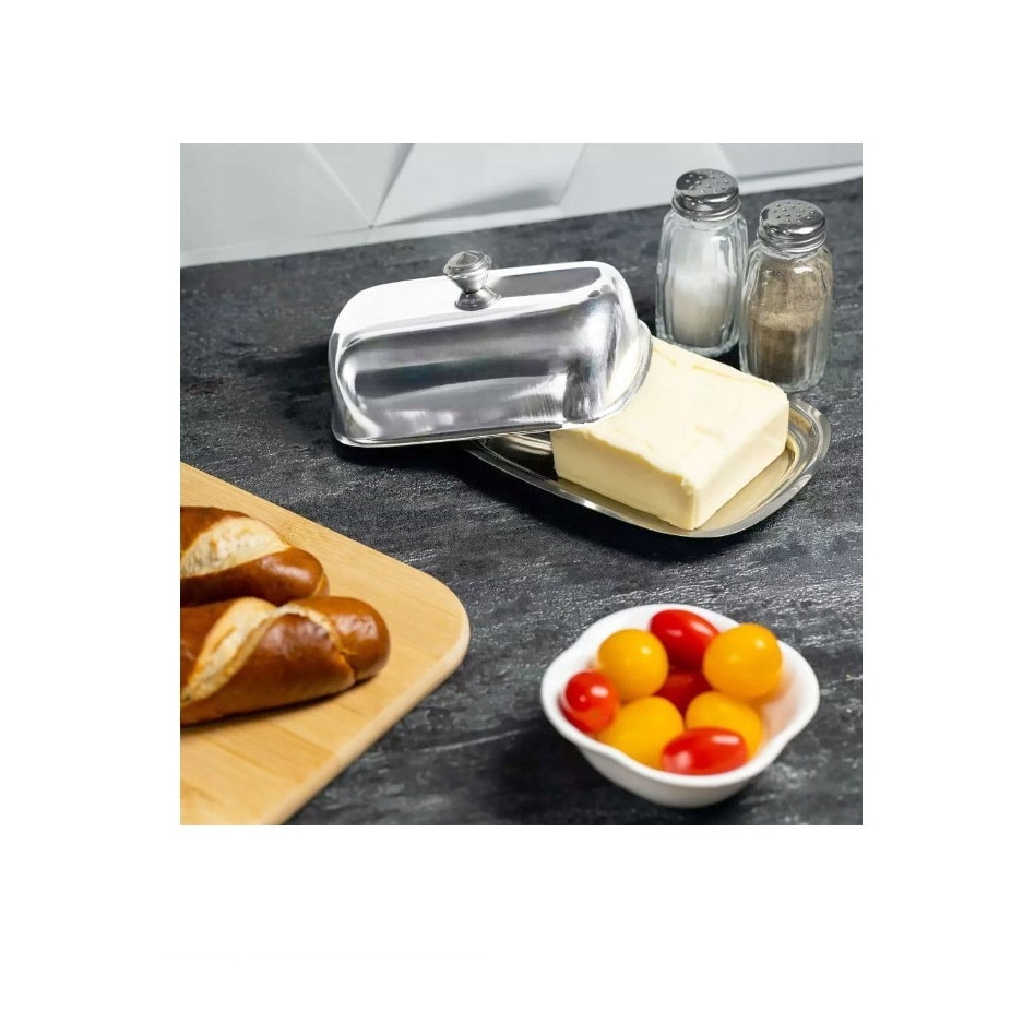 Recipient pentru unt, din inox cu capac, 15, 5x11, 5x1cm, Kinghoff ...