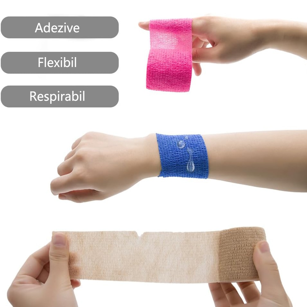 Set 7 bandaje autoadezive pentru functii sportive, Kitgody, 4.5 cm, 5 m ...
