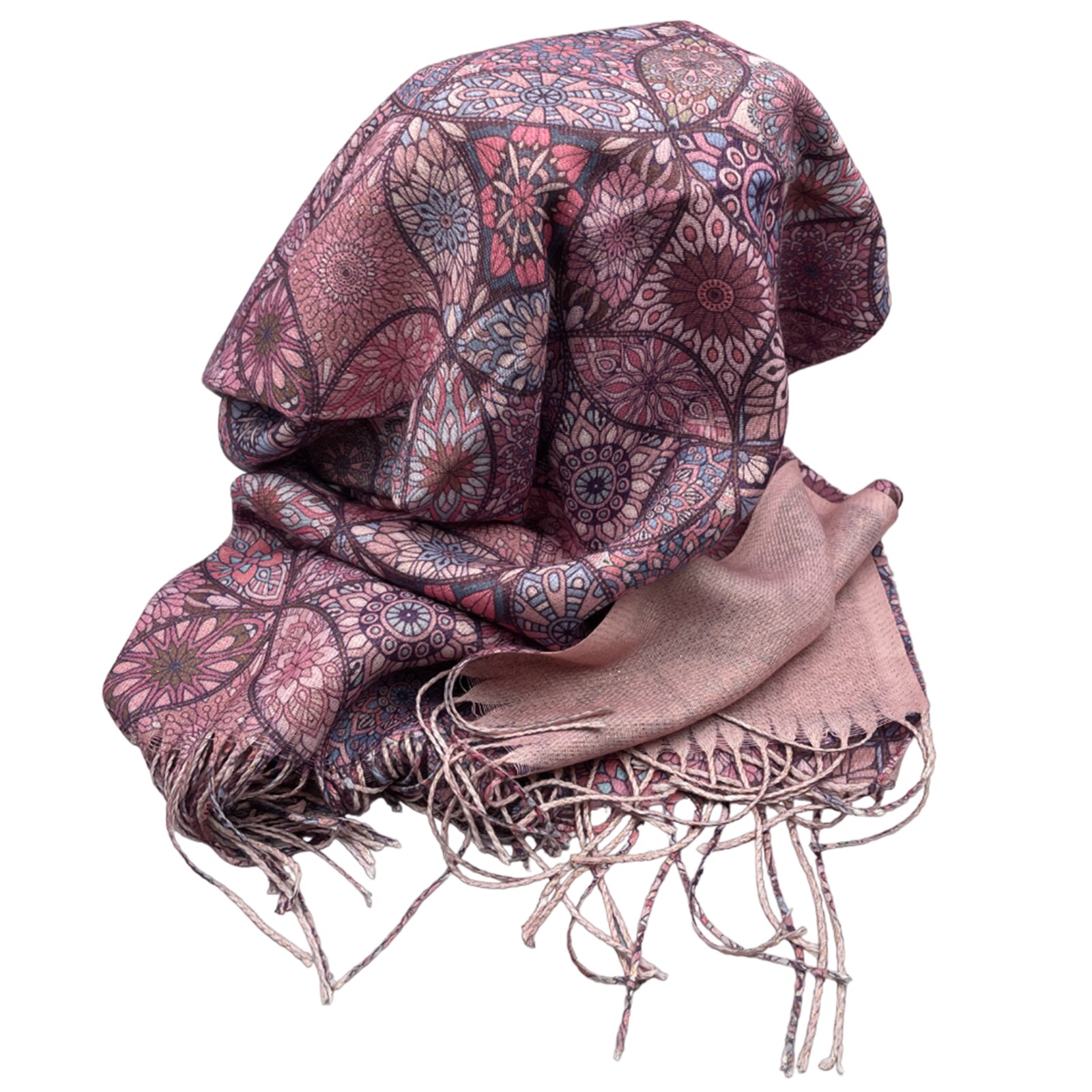 Esarfa cu 2 fete Cashmere Michelle, Roz/ Multicolor - eMAG.ro