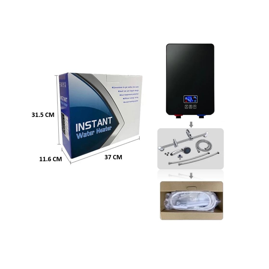 Incalzitor instant electric pentru apa, Display LCD, Protectie ...