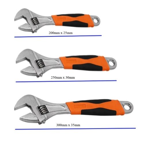 Set 3 Chei reglabile 200mm, 250mm, 300mm, otel carbon forjat, coada tip ...