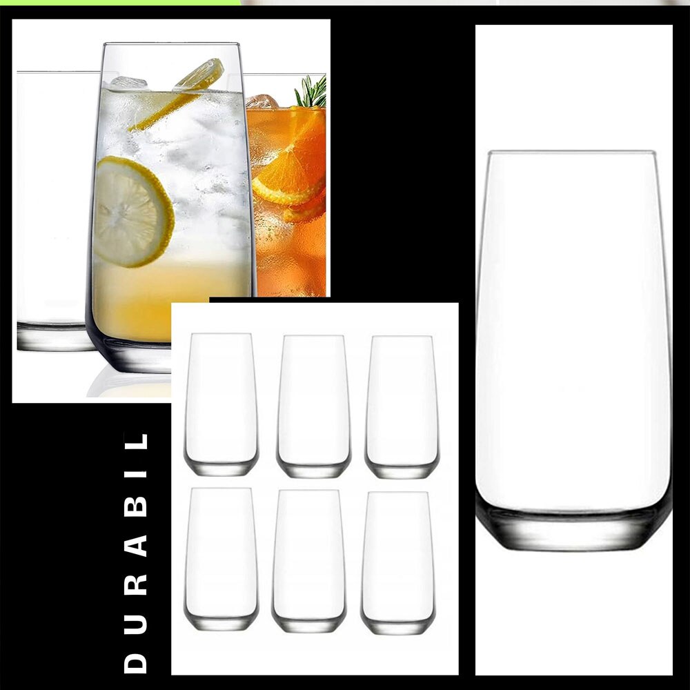 Set 6 pahare 480ml Model LAV LAL pentru apa, limonada, ceai cu gheata, bauturi racoritoare - eMAG.ro