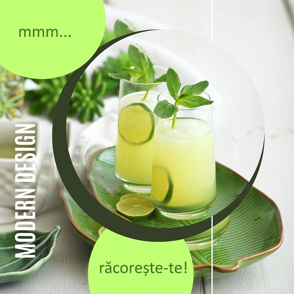 Set 6 pahare 480ml Model LAV LAL pentru apa, limonada, ceai cu gheata, bauturi racoritoare - eMAG.ro