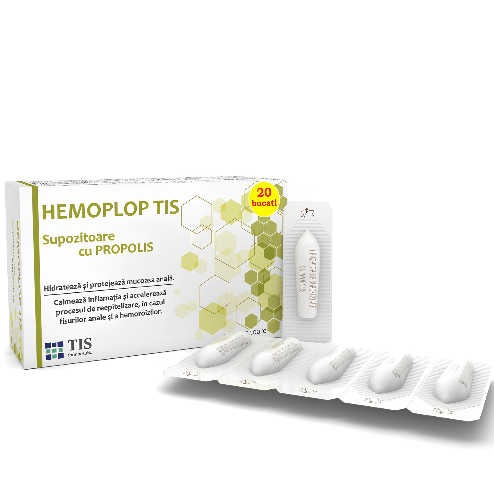 Supozitoare hemoroizi cu Propolis, Muguri plop si Patlagina, HemoPlop ...