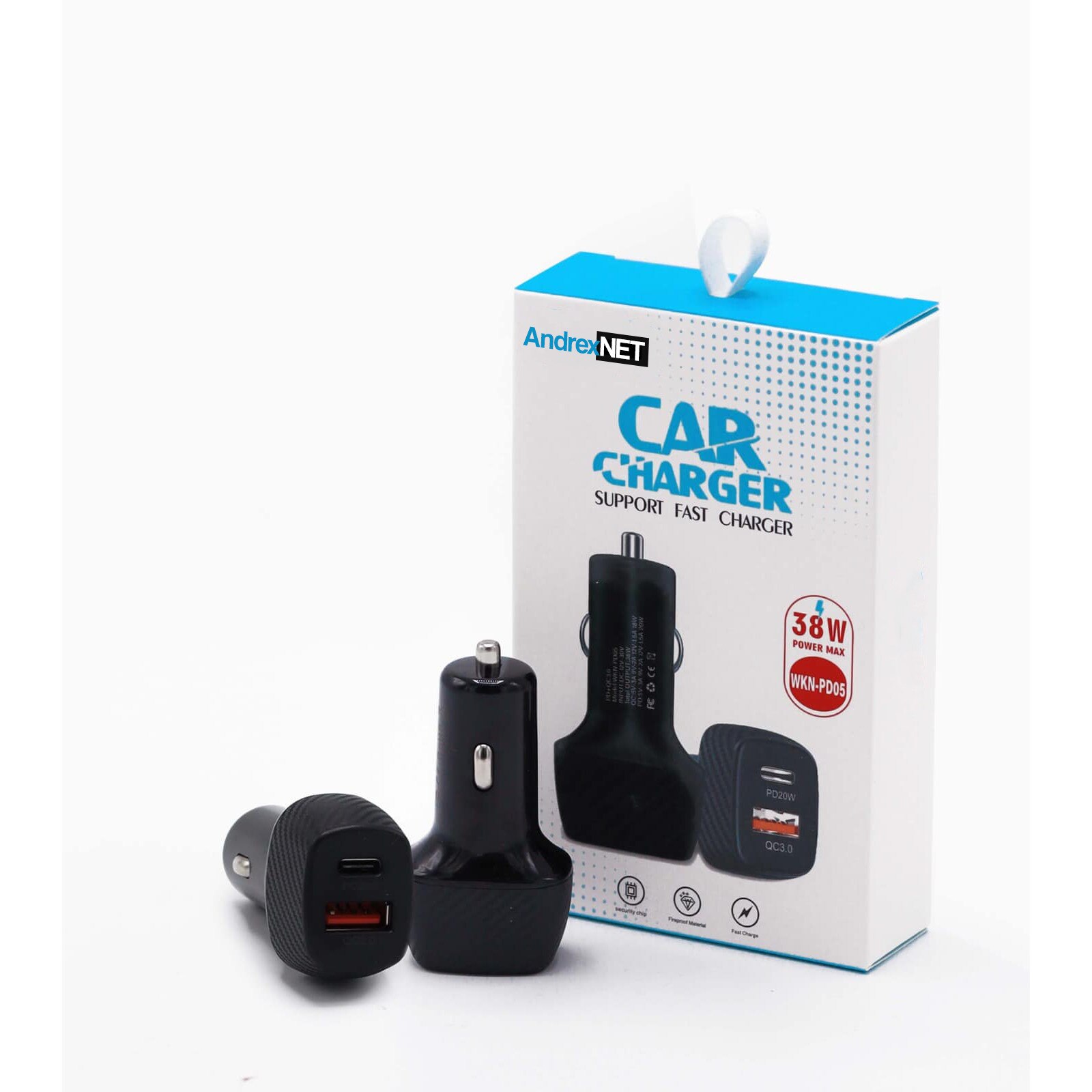 Incarcator auto Fast Charger 38W PD05, USB 3.0 si PD 20W, negru - eMAG.ro