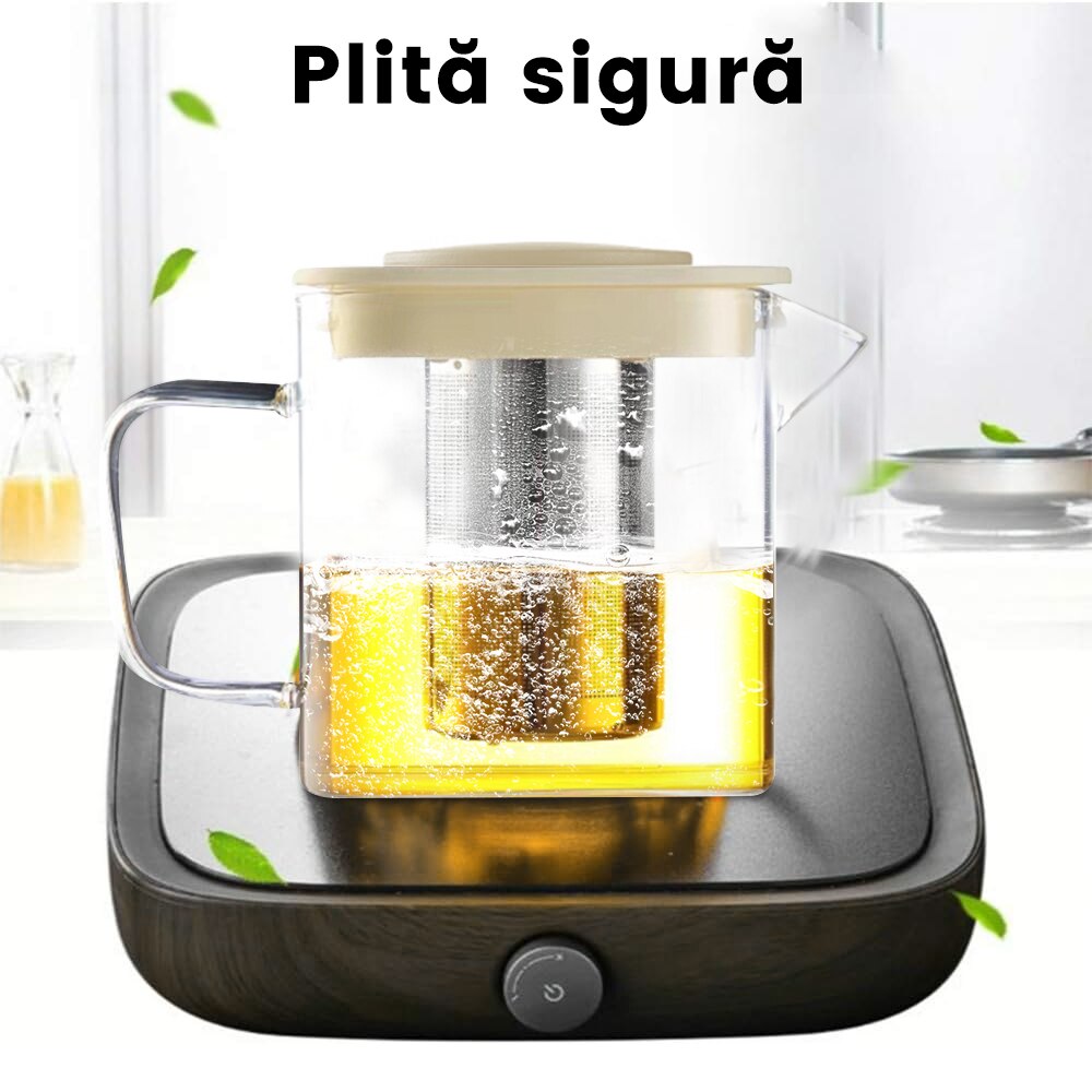 Ceainic cu seringa si doua cesti, Recipient pentru ceai/cafea, 850ML ...