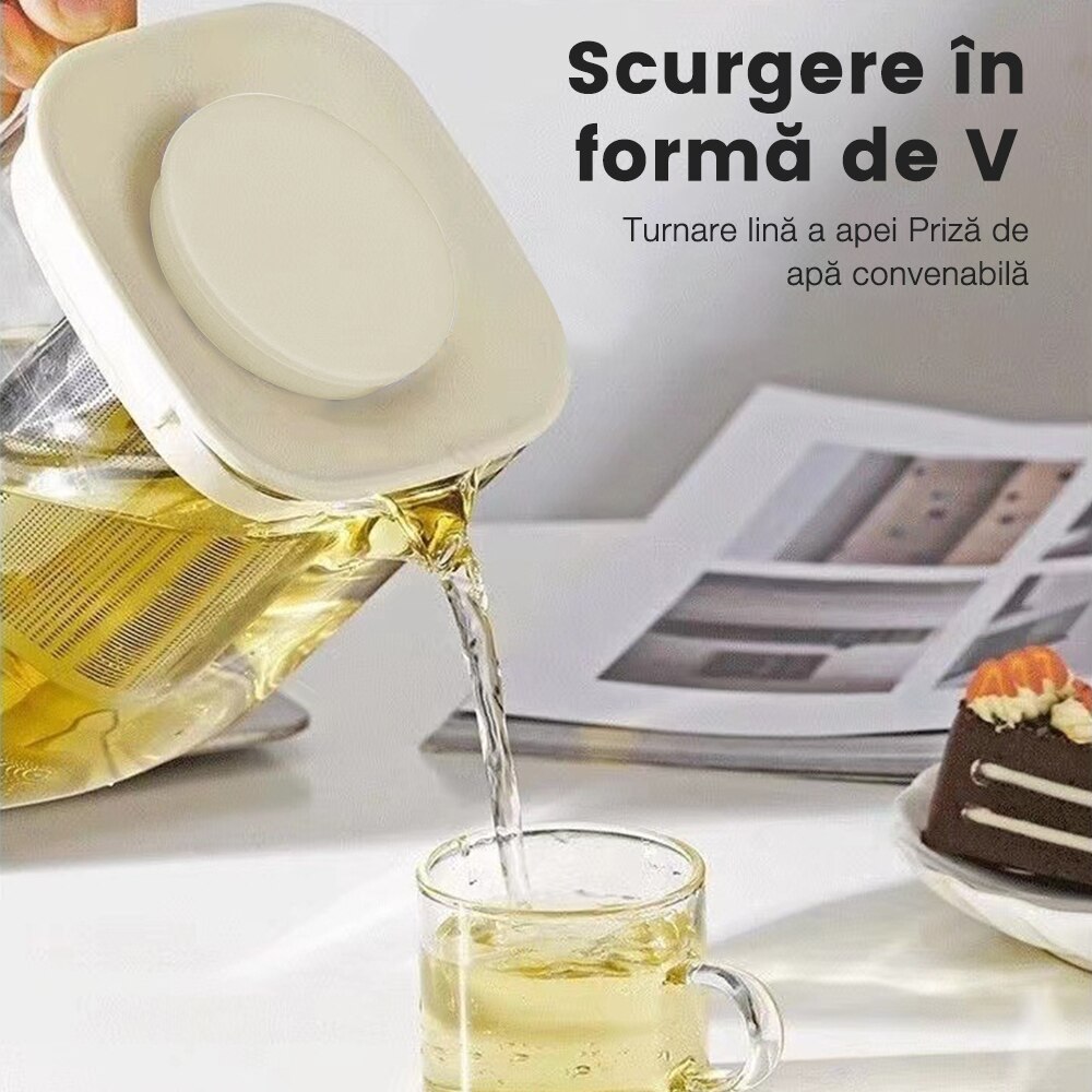 Ceainic cu seringa si doua cesti, Recipient pentru ceai/cafea, 850ML ...