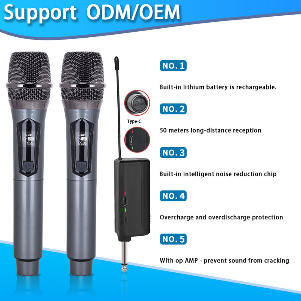 Set 2 Microfoane Wireless, BOMSTOM, Receiver wireless, Grila metal ...