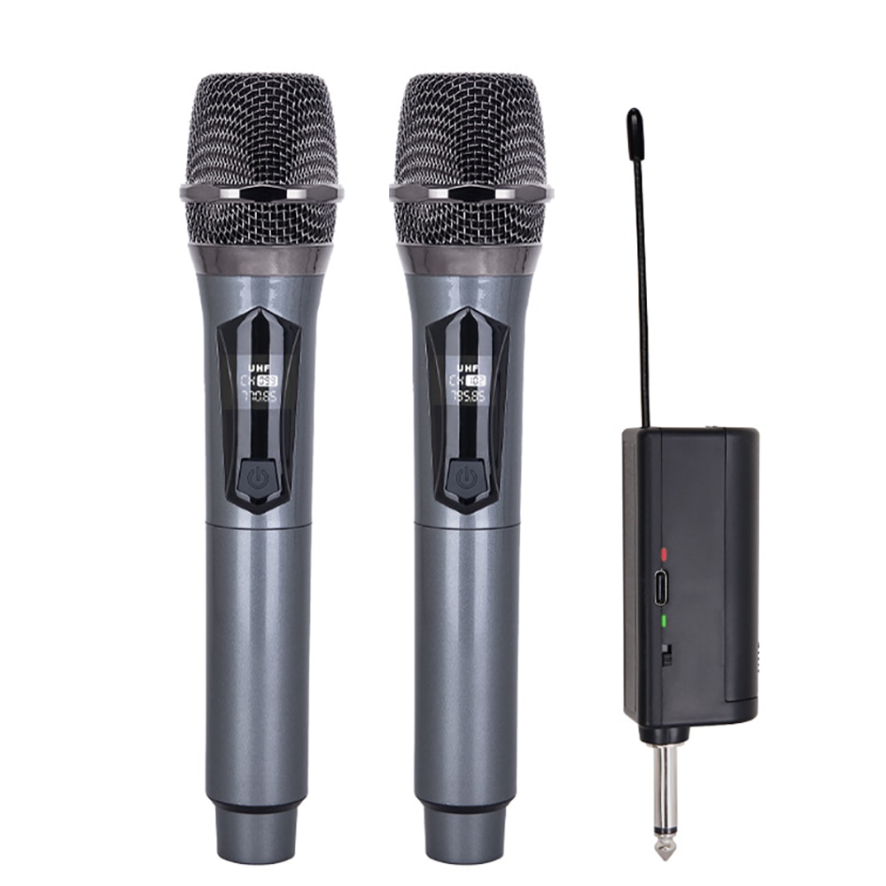 Set 2 Microfoane Wireless, BOMSTOM, Receiver wireless, Grila metal ...