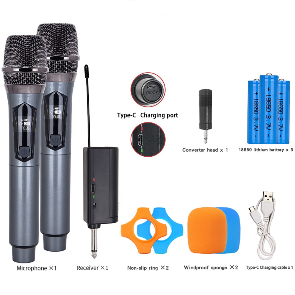 Set 2 Microfoane Wireless, BOMSTOM, Receiver wireless, Grila metal ...